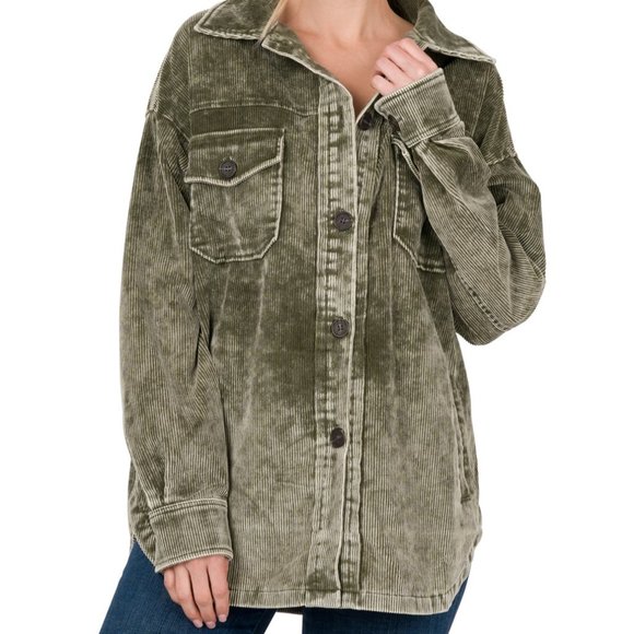 Zenana Outfitters | Jackets & Coats | Premium Vintage Washed Oversized ...